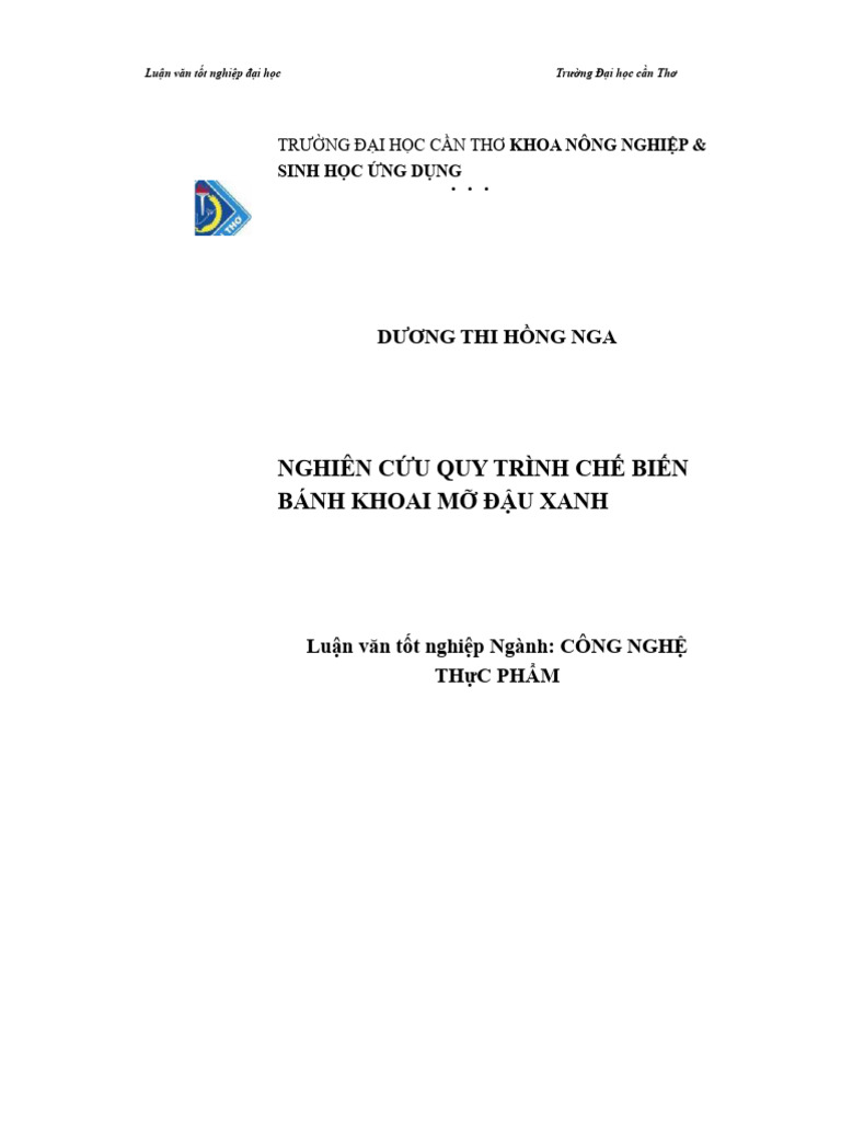 (123doc) Nghien Cuu Quy Trinh Che Bien Banh Khoai Mo Dau Xanh | PDF