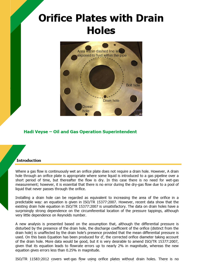 Orifice Plates: Drain Hole Analysis | PDF | Applied And ...