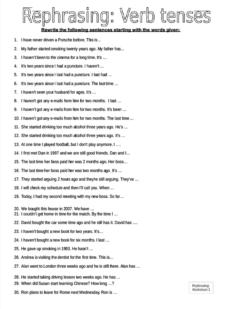 PDF Verb Tenses Rephrasing - Compress | PDF | Semantic Units | Linguistics