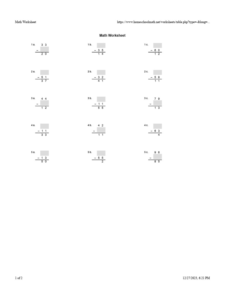 Math Worksheet | PDF