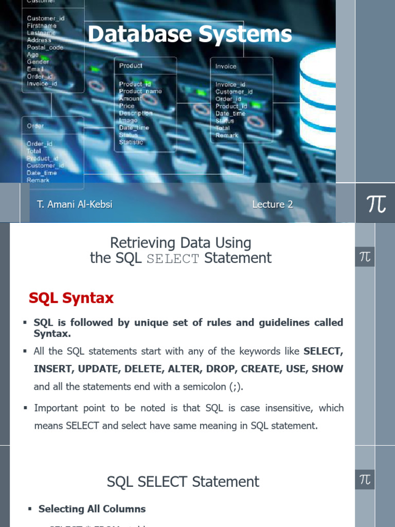Database Systems Lecture2 | PDF | Sql | Information Retrieval