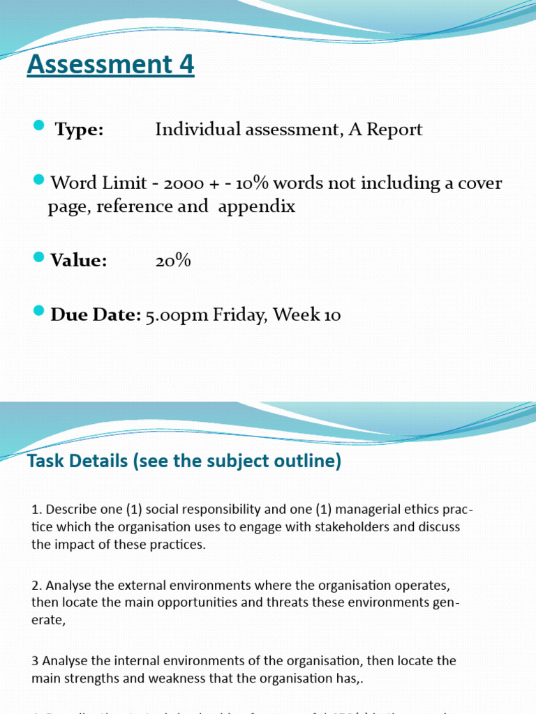 Assessment 4 Guide | PDF | Academic Dishonesty | Corporate Social Responsibility