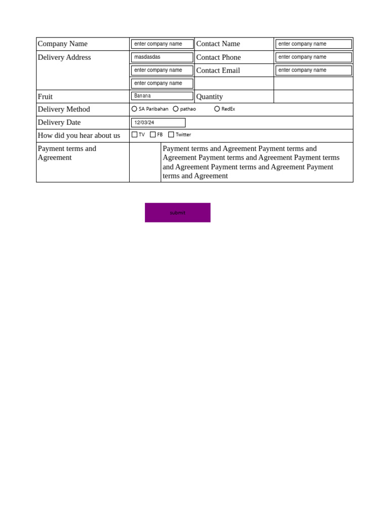 Form Sample in Libre Office Writer | PDF
