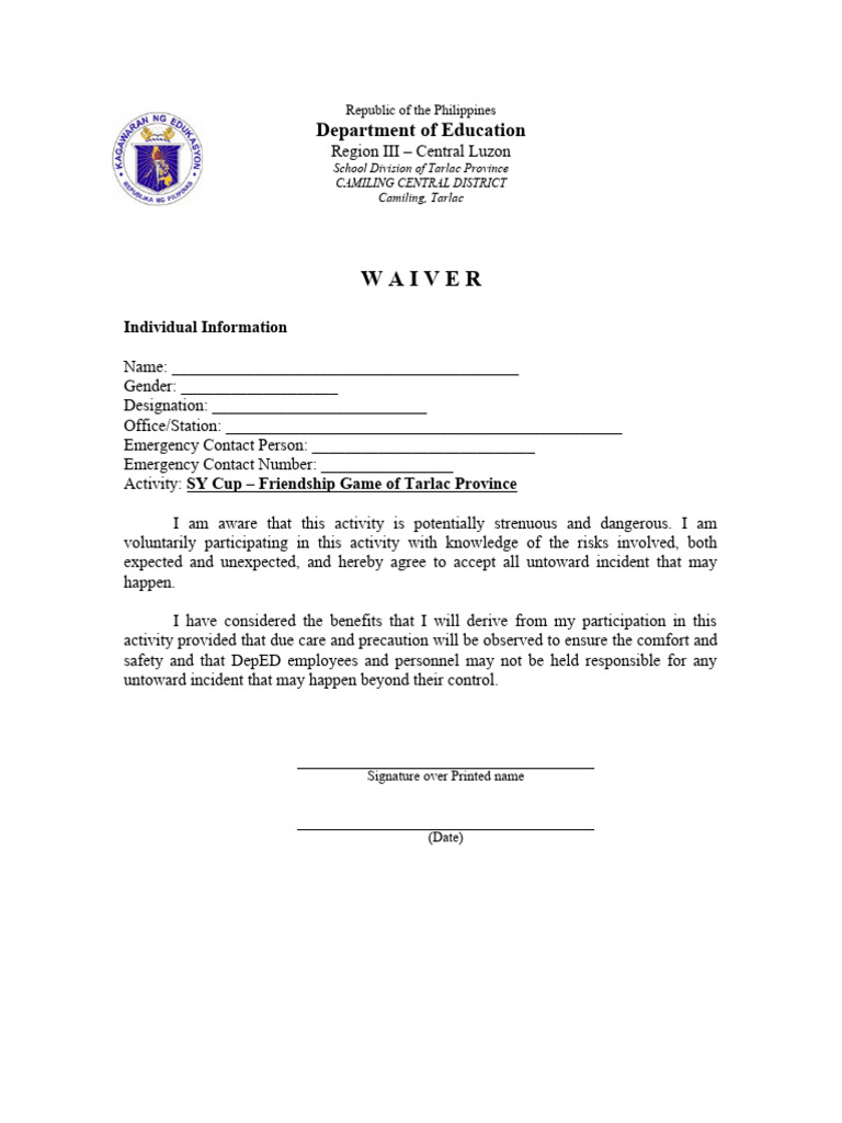 Waiver 1 | PDF