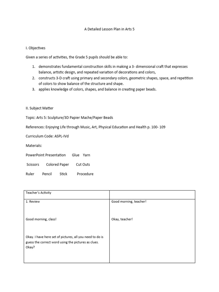 Lesson Plan | PDF | Teachers | Cognition