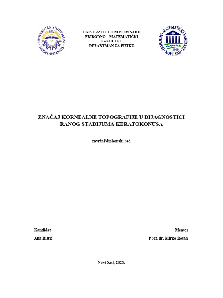 Ana Ristic Ezavrsni Rad Optometrija Ez Optometrija | PDF