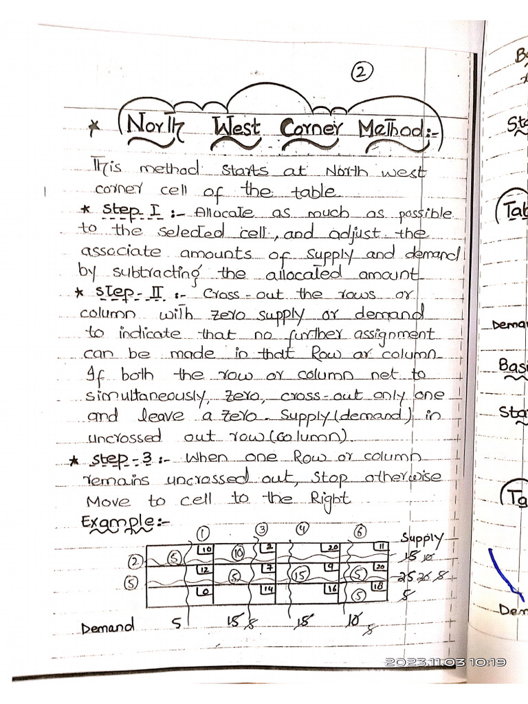 North West Corner Method | PDF