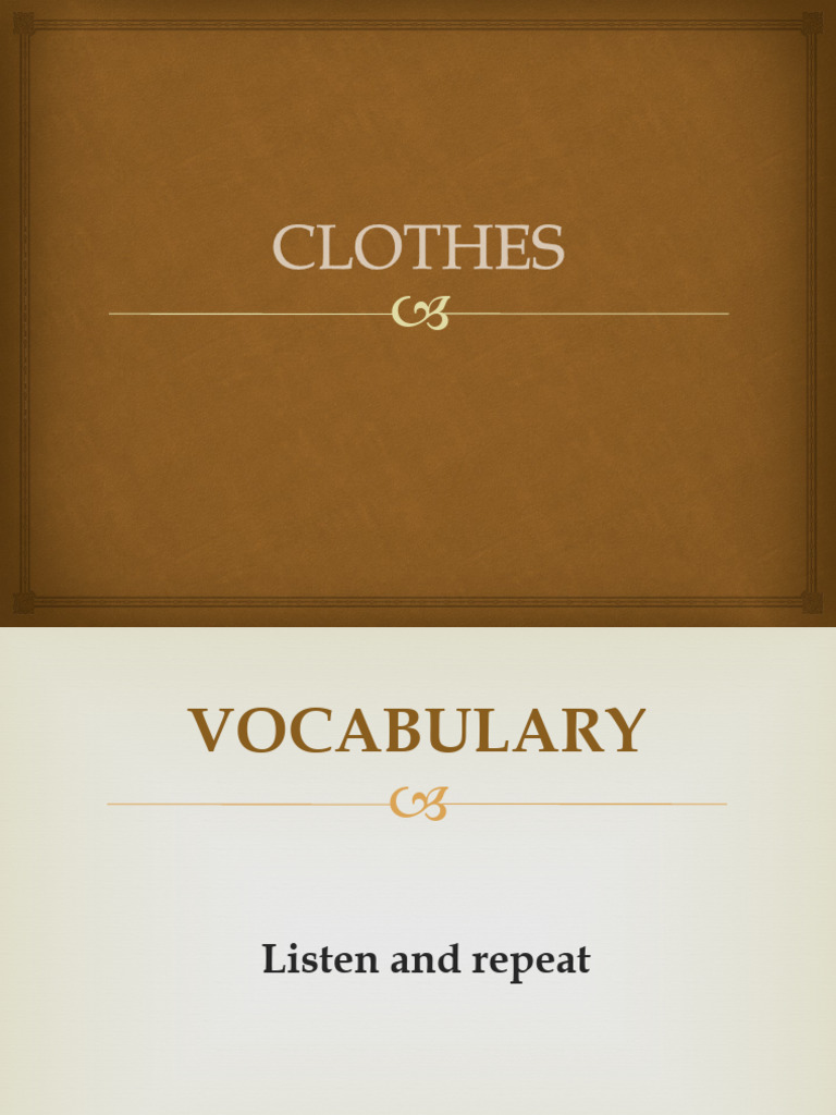 English Clothes Vocabulary List | PDF