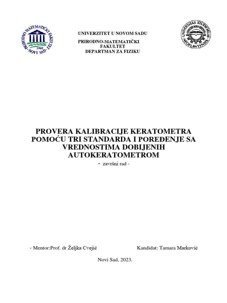 Tamara Markovic Ezavrsni Rad Ez Optometrija | PDF