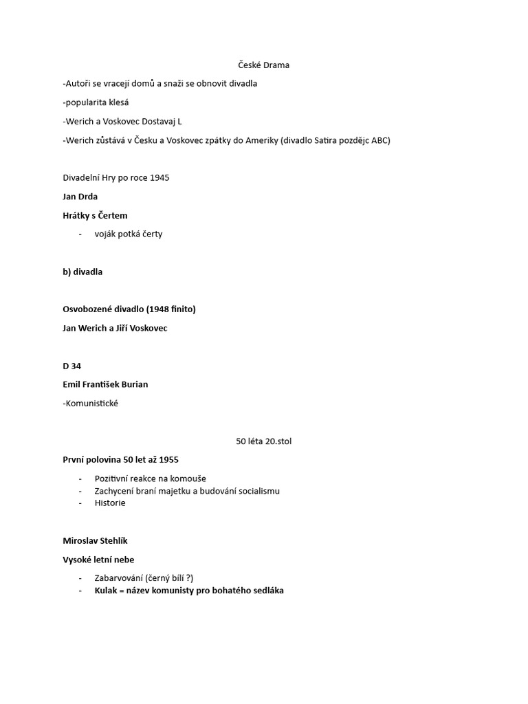 Drama Po Roce 1945 Česko | PDF