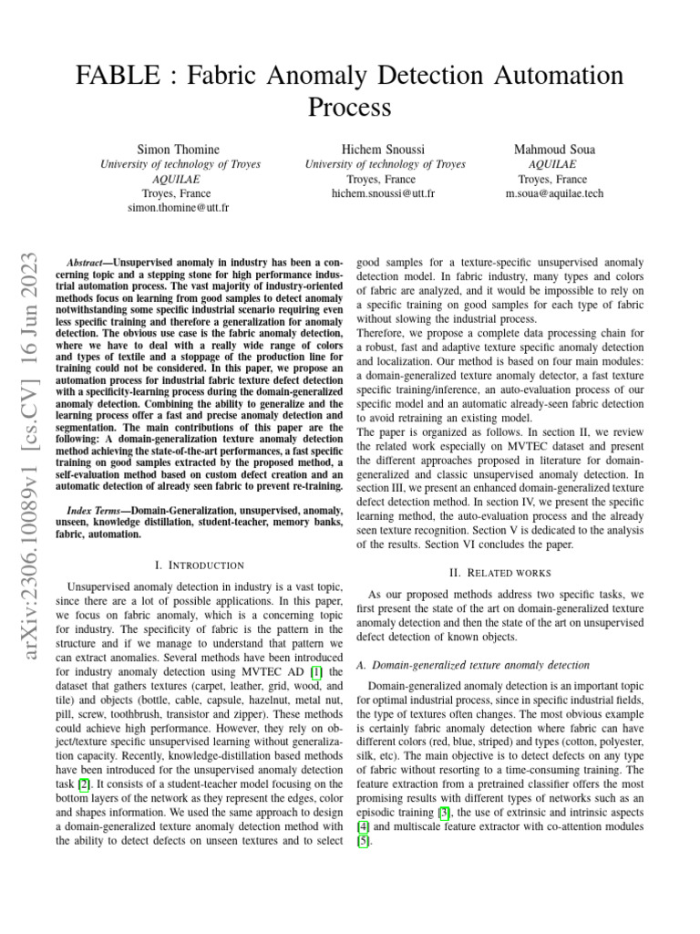 Fabric Anomaly Detection Automation Process Pdf Learning Computing