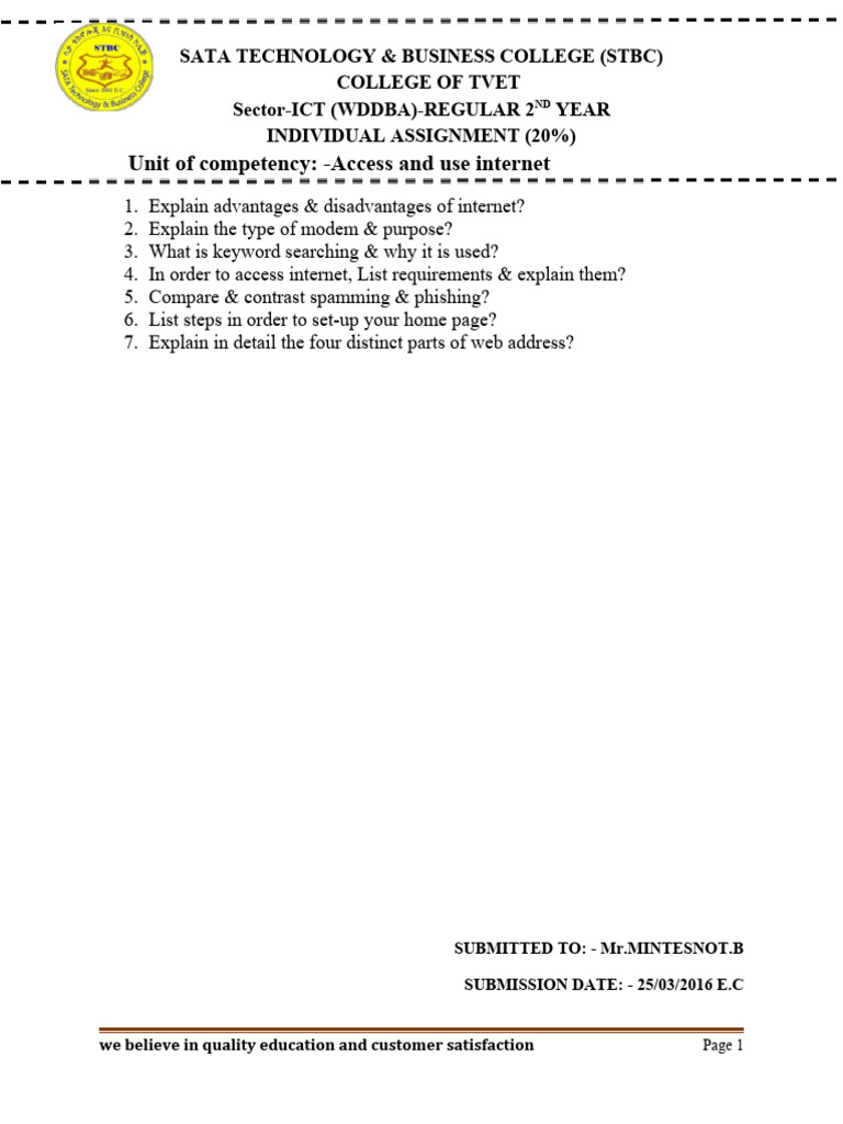 Access and Use Internet Assignment | PDF