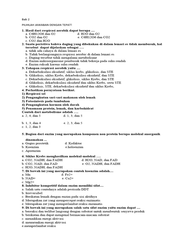 Latihan Soal Metabolisme Ok | PDF
