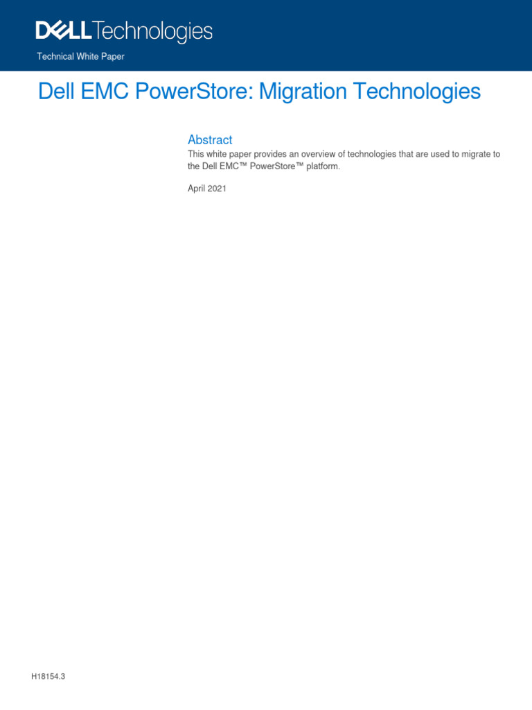 Dell Emc Powerstore: Migration Technologies: Technical White Paper ...