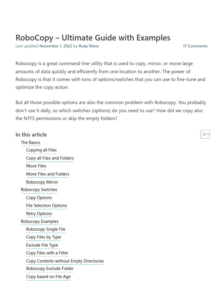 Robocopy Ultimate Guide With Examples Lazyadmin Pdf Computer