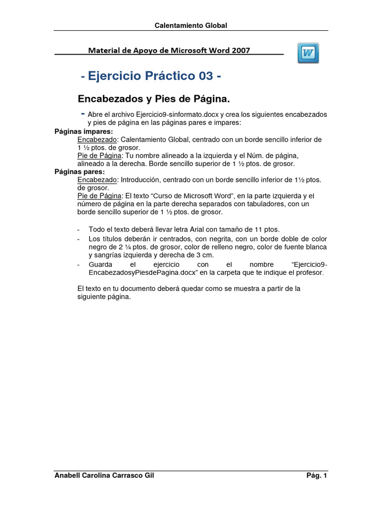 Ejercicio9 EncabezadosyPiesdePagina | PDF | Gases de efecto invernadero | Cambio climático