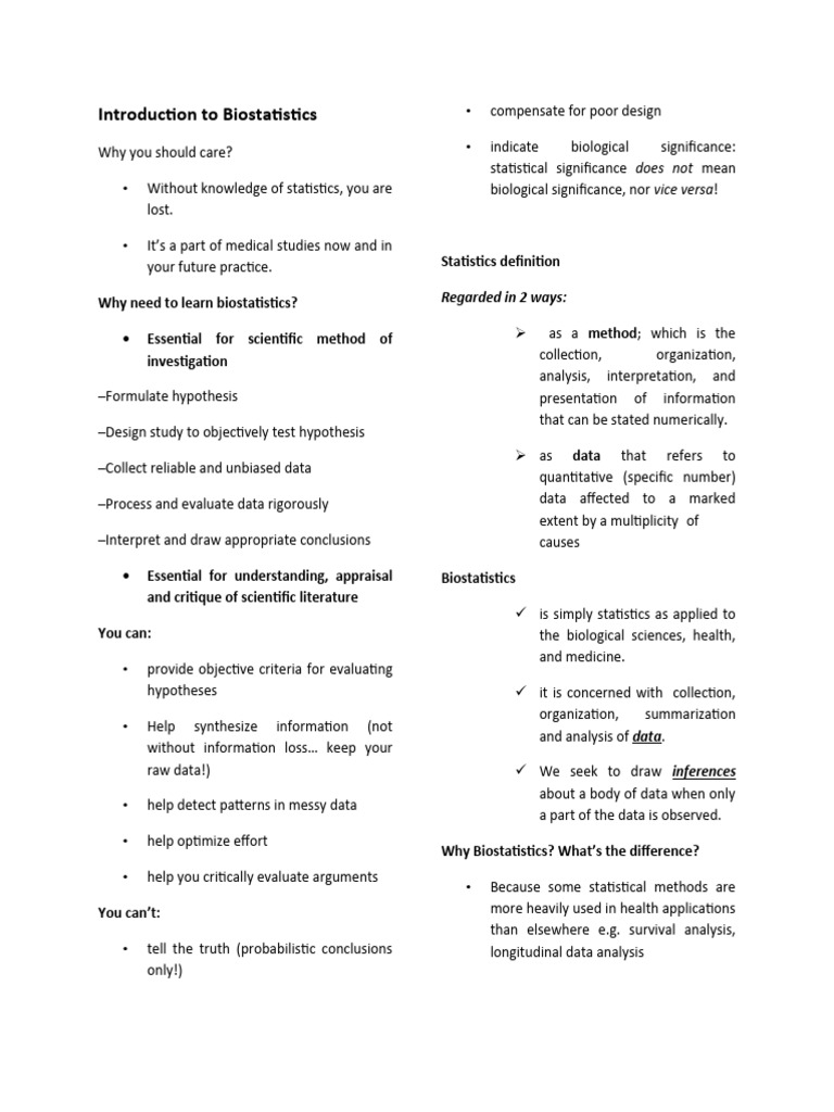 Introduction To Biostatistics | PDF | Statistics | Biostatistics