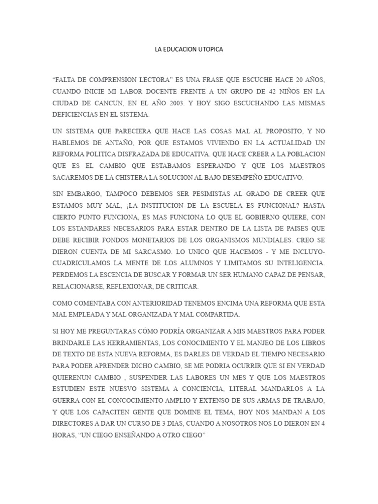 Educacion Utopica | PDF | Verdad | Sociedad Educacion Utopica | PDF | Verdad | Sociedad