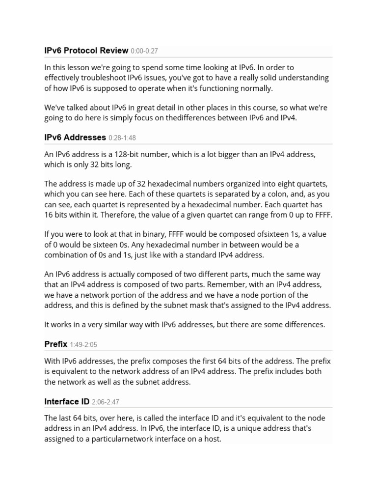 7.6.1 IPv6 Protocol Review | PDF | I Pv6 | Ip Address
