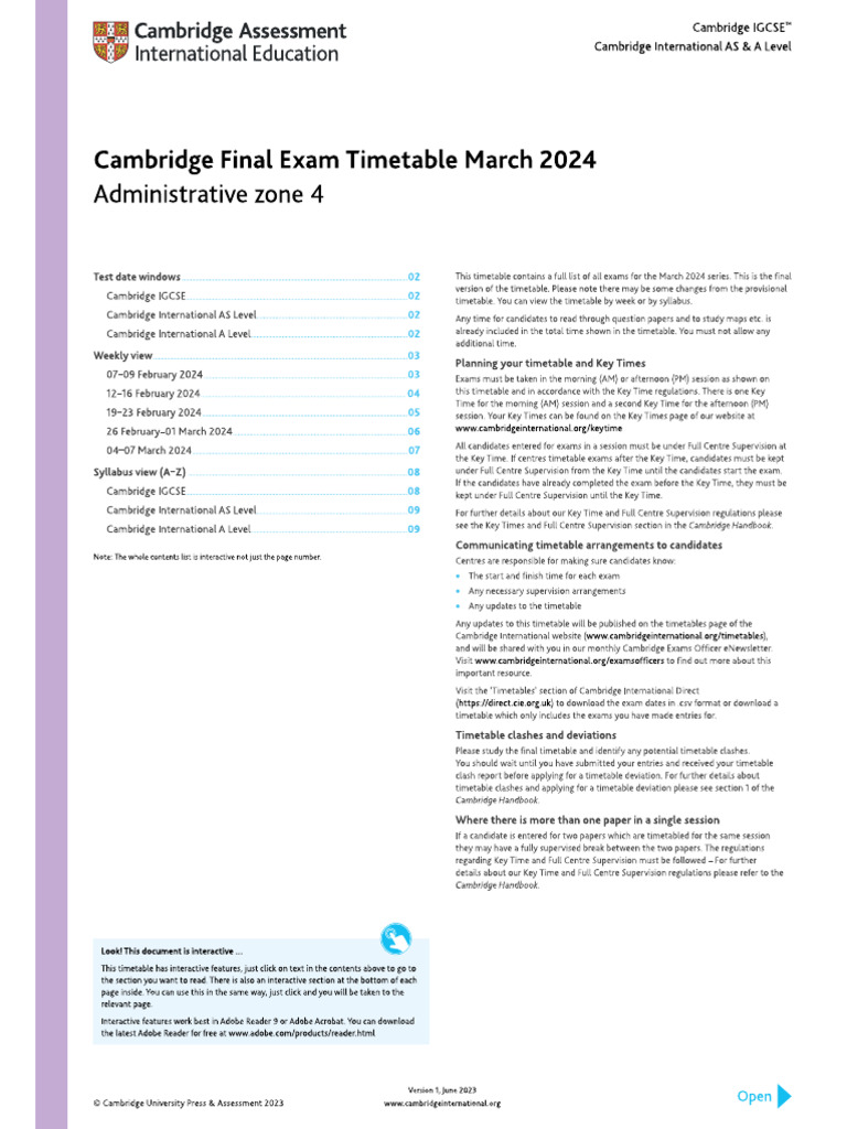 Exam Timetable | PDF