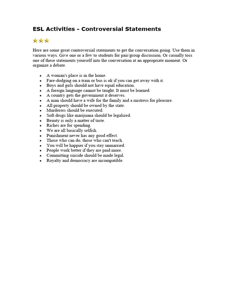 Conversation Statements | PDF