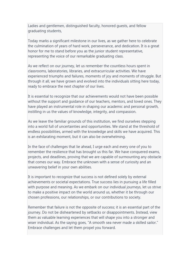 Commencement Speech 6 9 2023 | PDF | Cognition | Behavior Modification