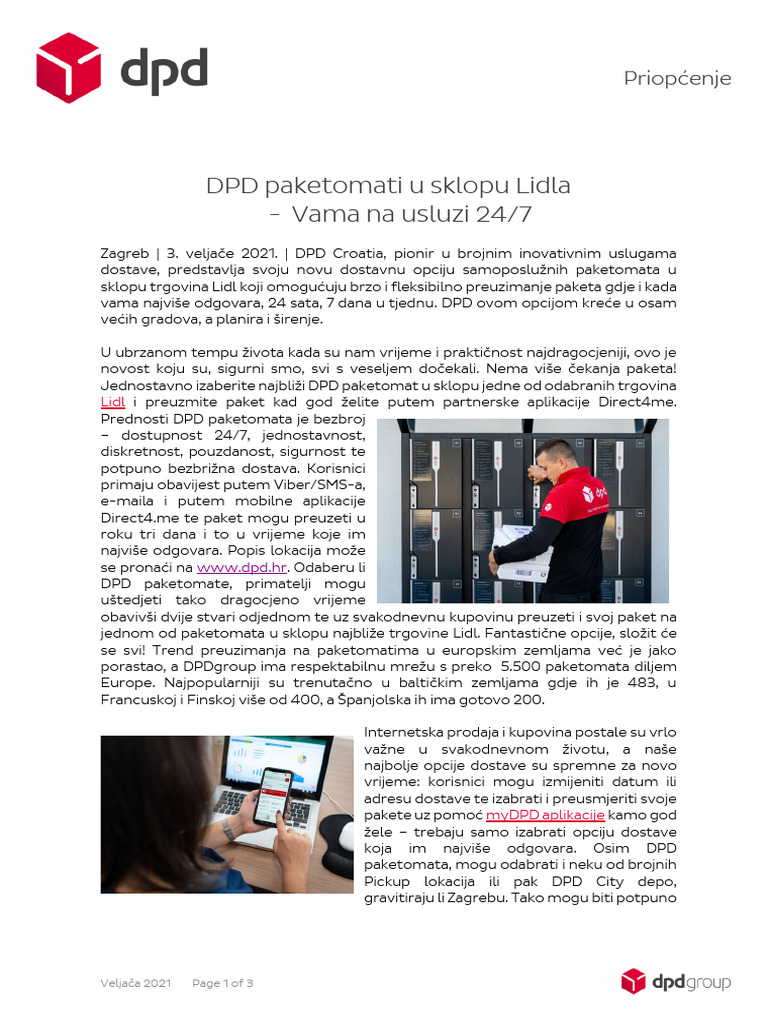 DPD Paketomati U Sklopu Lidla Vama Na Usluzi 24 7 | PDF
