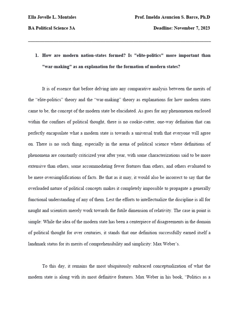 Assignment No. 3 Political Development Ella Jovelle L. Montales ...