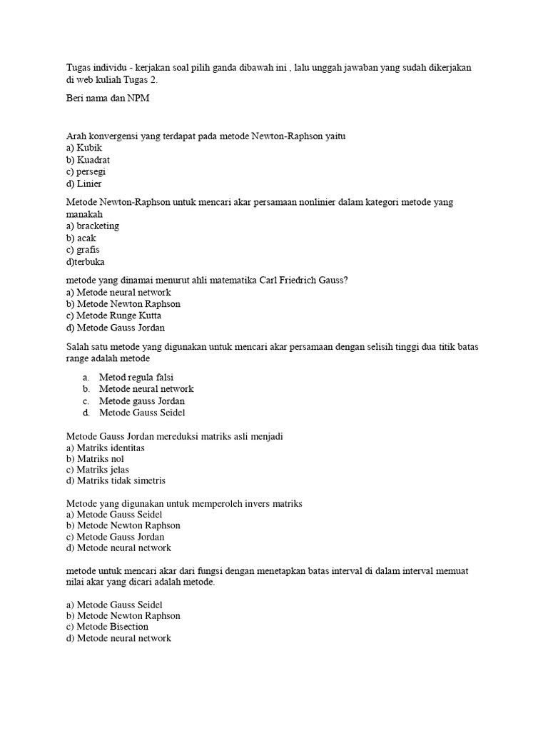 Contoh Soal Metode Numerik Pdf
