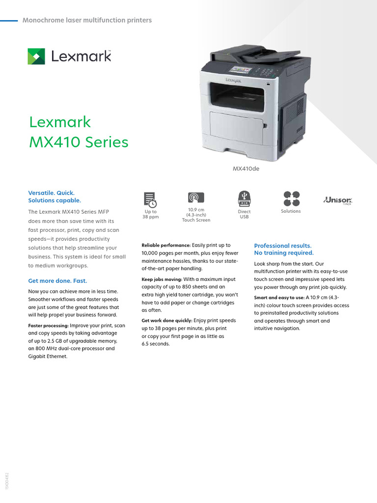 lexmarkmx410de | PDF | Printer (Computing) | Image Scanner