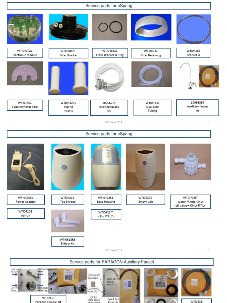 eSpring Service parts | PDF | Tap (Valve) | Home Appliance