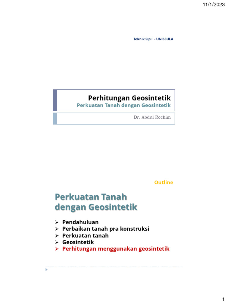 Perkuatan Tanah dengan Geosintetik | PDF