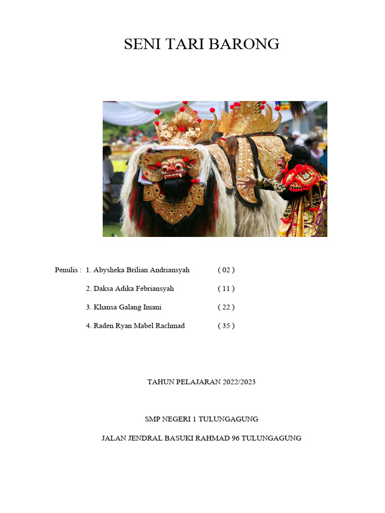 Seni Tari Barong-1 | PDF
