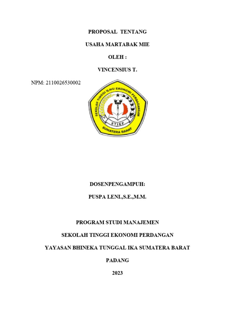 Proposal Usaha Martabak Mie | PDF | Memasak, Makanan, & Anggur