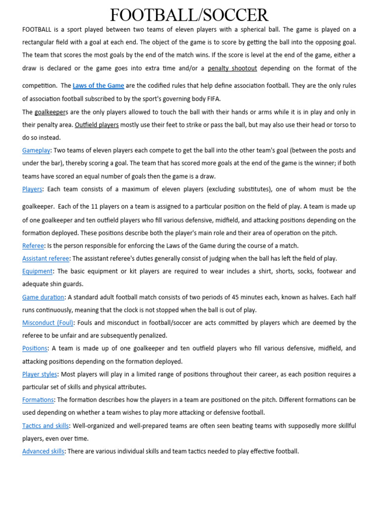 FOOTBALL | PDF | Defender (Association Football) | Association Football