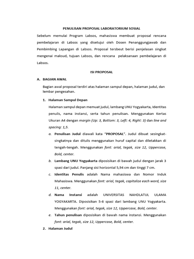 Panduan Proposal Labsos - Individu | PDF