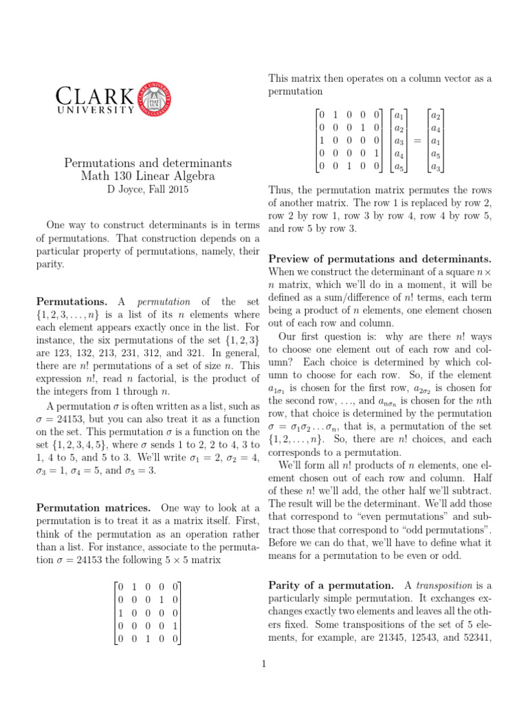 Permutations | PDF | Permutation | Determinant