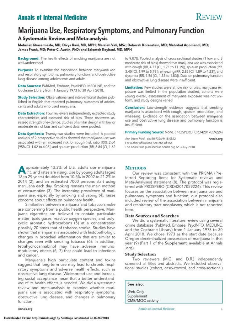 2018-In The Clinic (AIM) - Marijuana Use, Respiratory Symptoms, and ...