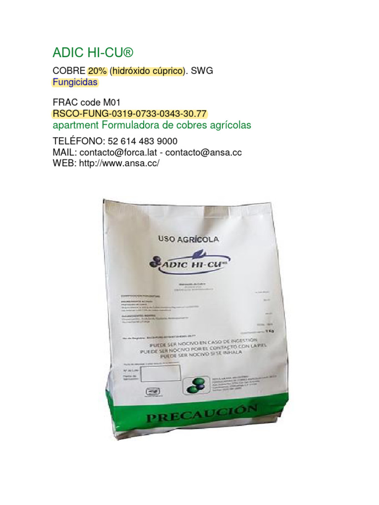 3 Adic Hi-Cu | Descargar gratis PDF | Cobre | Pesticida