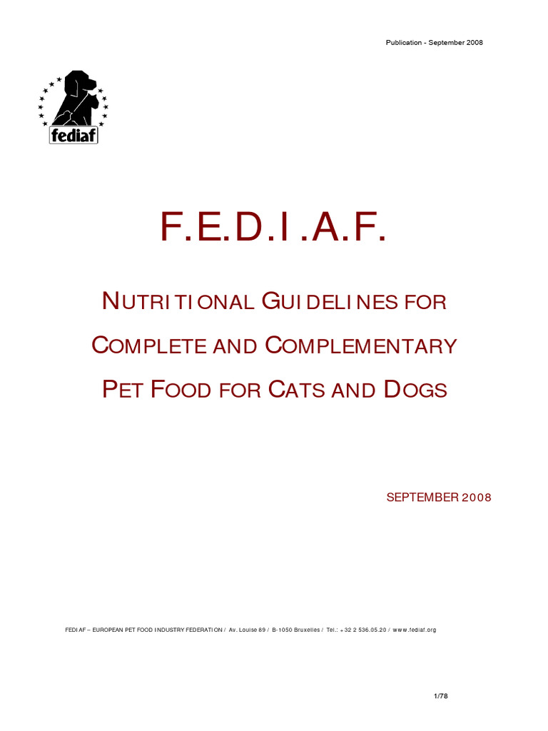 FEDIAF Nutritional Guidelines - September 2008 | PDF | Nutrients ...