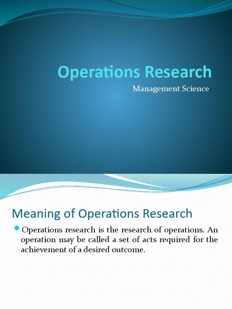 Unit I Operations Research | PDF | Operations Research | Mathematical ...