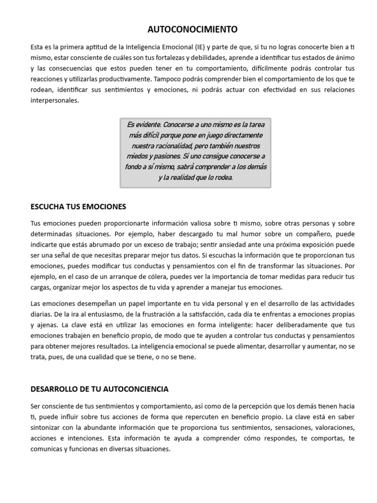 AUTOCONOCIMIENTO | PDF