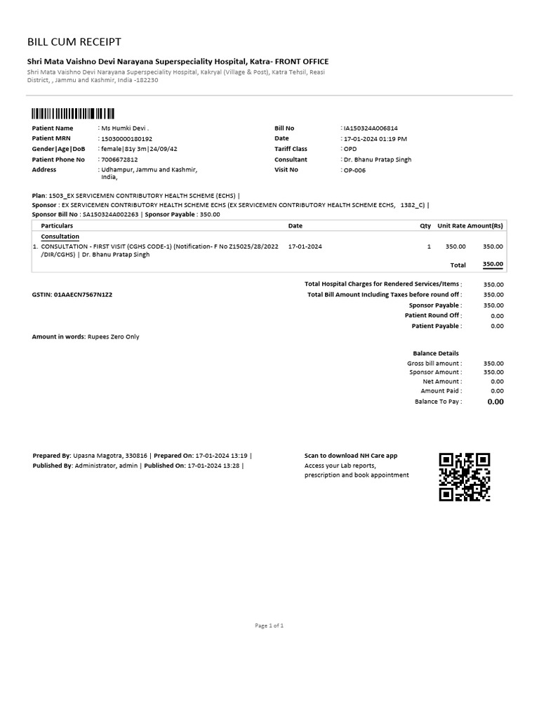 Bill Cum Receipt - Ms Humki Devi . | PDF | Service Industries | Public ...