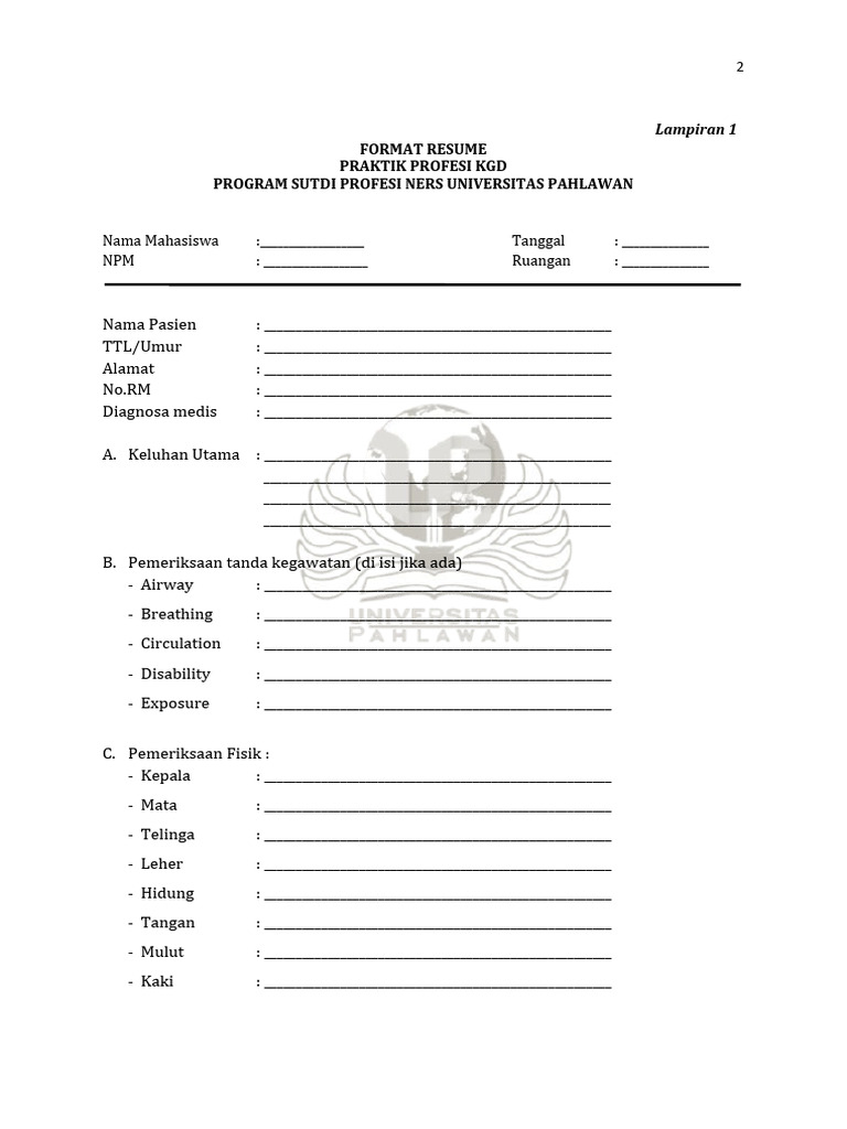 FORM Resume-ADL-Kompetensi KGD | PDF