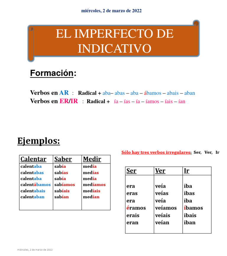 Imperfecto de Indicativo - 1 | PDF