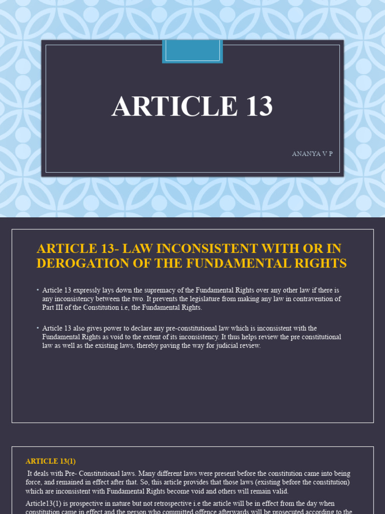 Understanding Article 13: Fundamental Rights | PDF | Justice | Crime ...