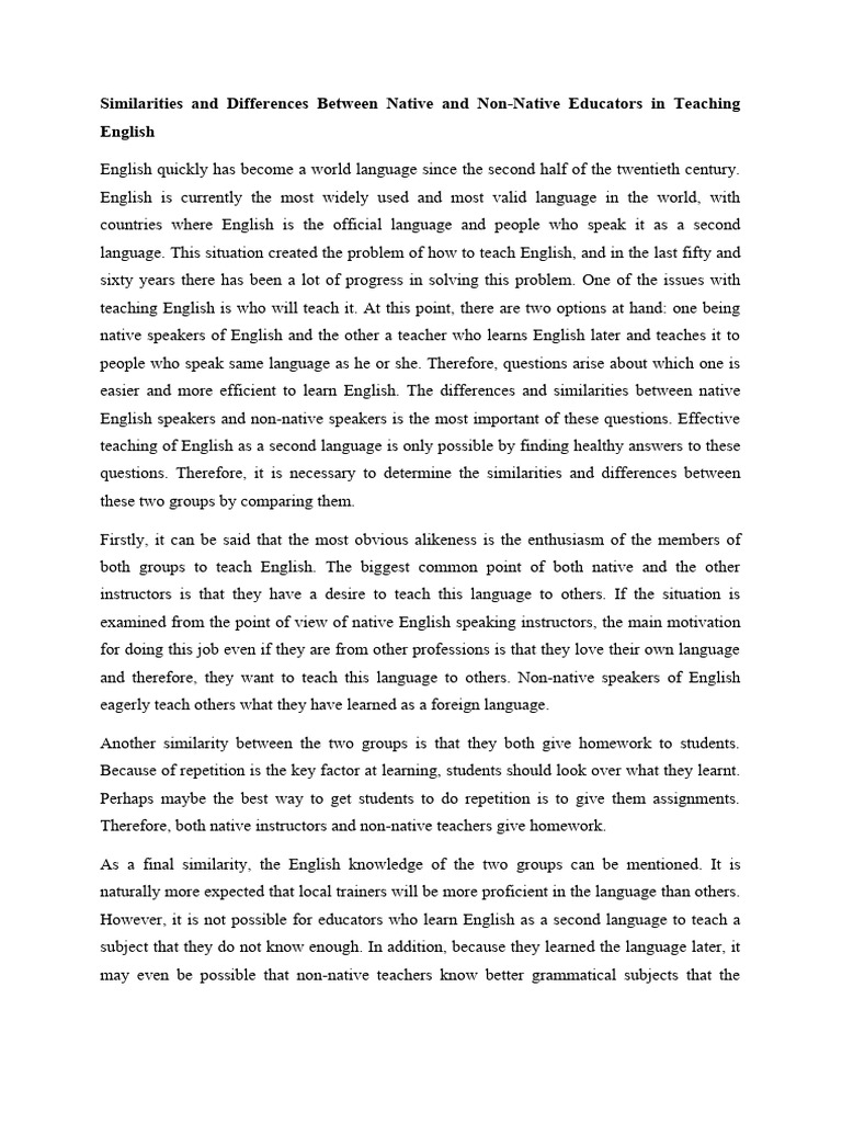 Comparison Final Draft | PDF | Teachers | Foreign Language