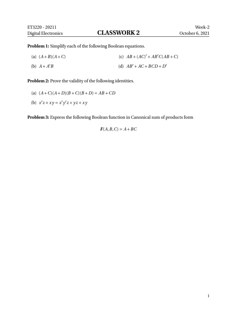 Classwork 2 | PDF