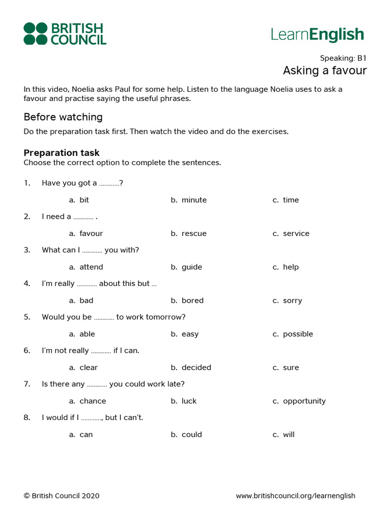 6.LearnEnglish Speaking B1 Asking A Favour | PDF