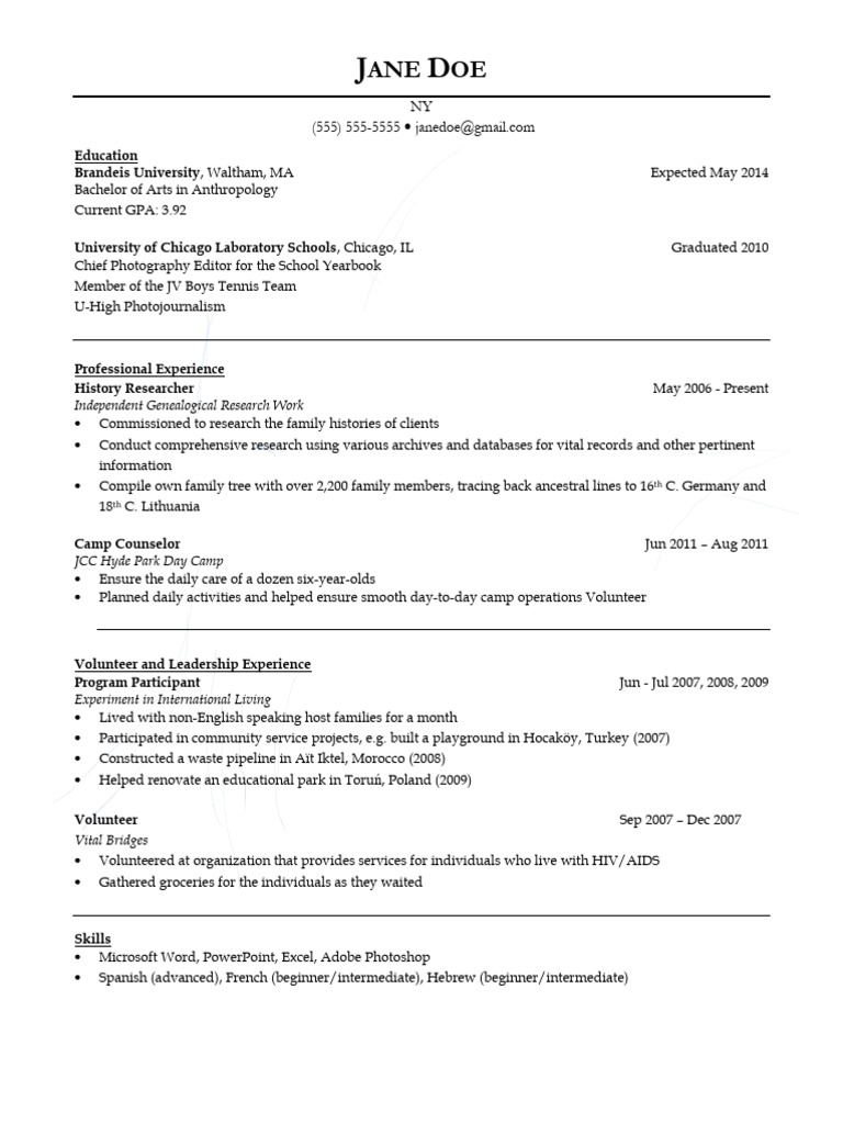 Sample CV | PDF